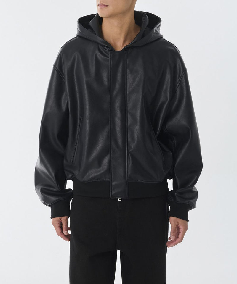 NOIR HOODED LEATHER JACKET – The Fit Check